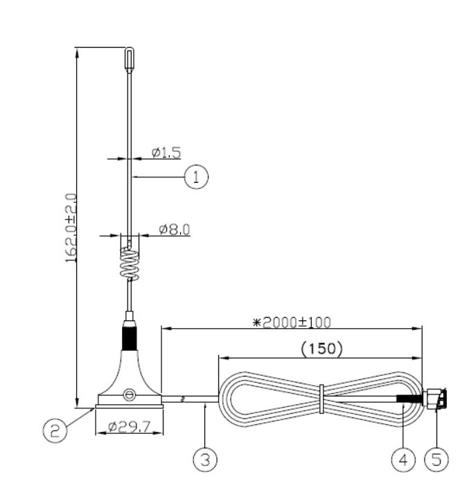 433MHz ISM Whip Antenna Lora Magnetic Base Antenna SMA Connector